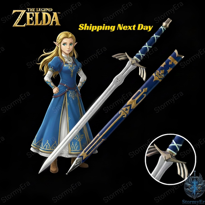 Zelda Master Sword V3 Life Size Metal Replica, Twilight Princess ...