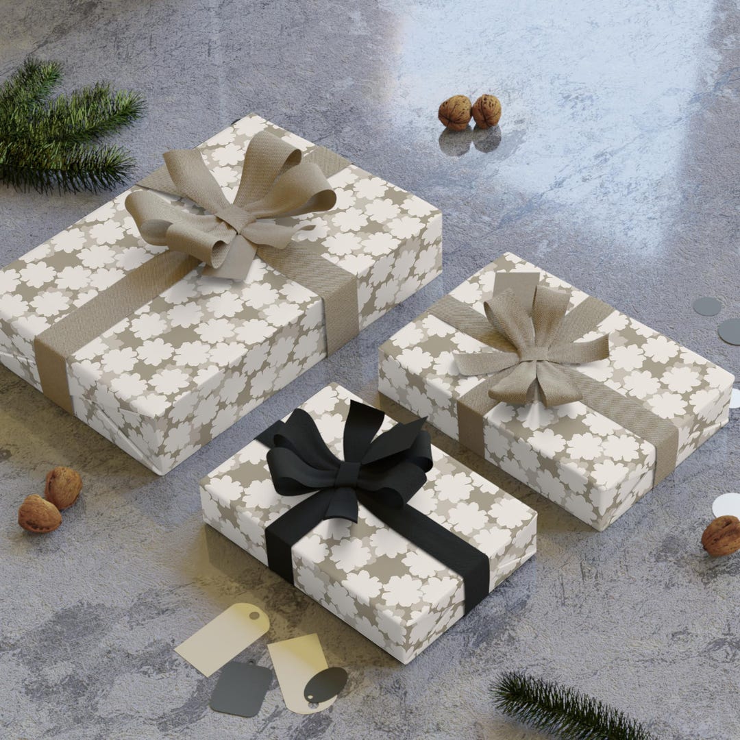 Neutral Floral Wrapping Paper Cream and Beige Gift Wrap for Minimalist ...