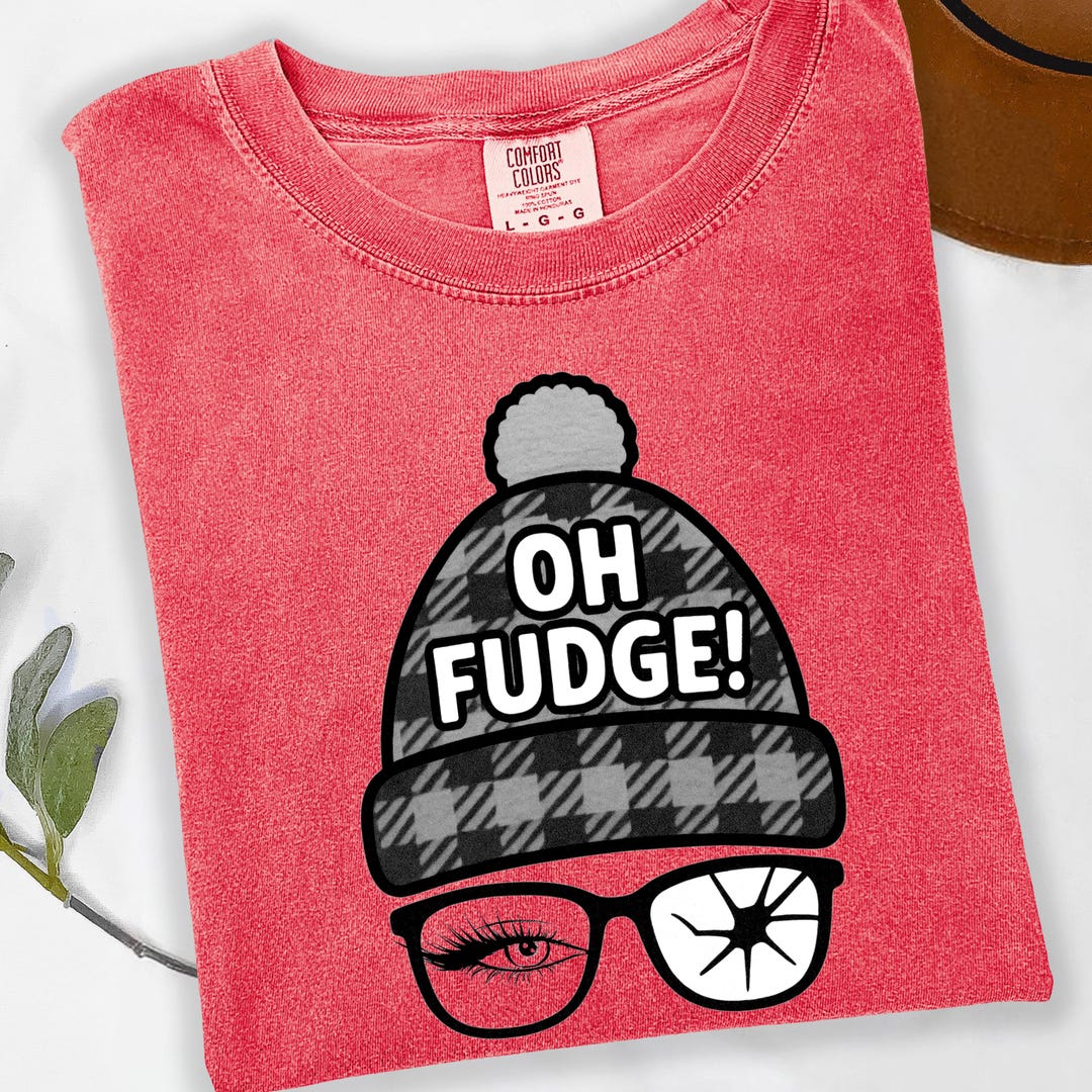 Funny Oh Fudge Christmas Movie Quote T-shirt, Plaid Winter Hat Graphic ...