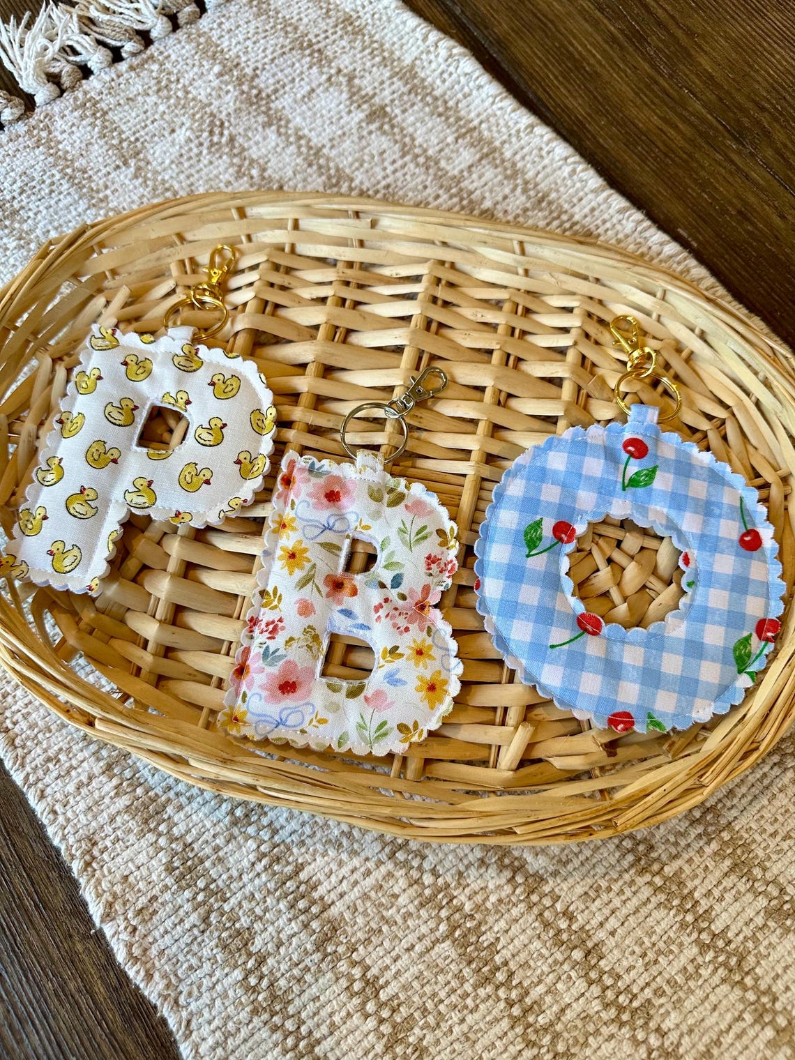 Custom Initial Keychain | Fabric Letter Keychain | Personalized Fabric ...