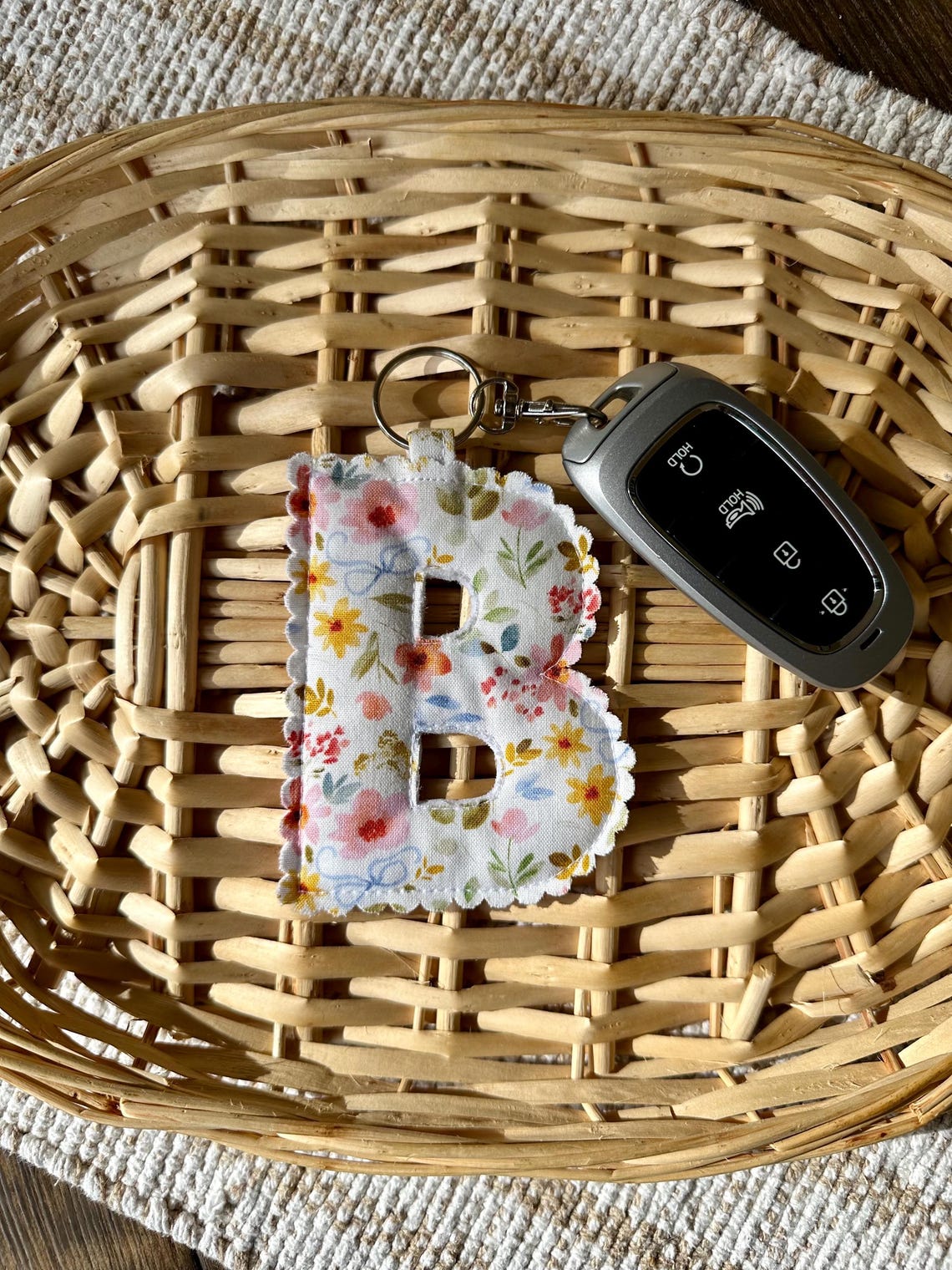 Custom Initial Keychain | Fabric Letter Keychain | Personalized Fabric ...