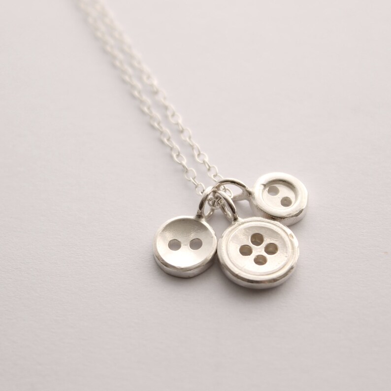 Silver Button Necklace Button Necklace Haberdashery - Etsy