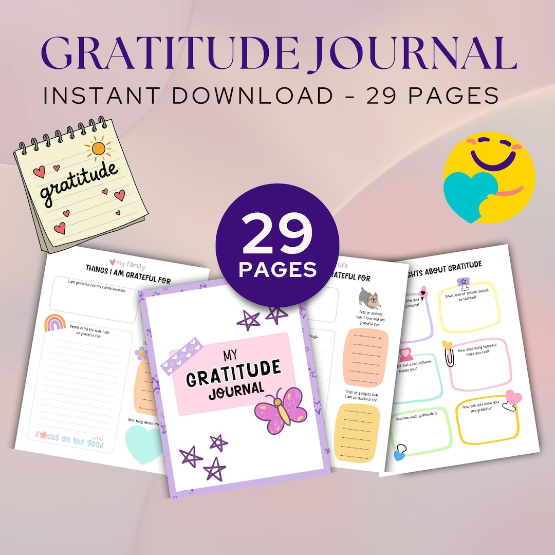 Kids Gratitude Journal Printable – Daily Thankfulness & Mindfulness for ...