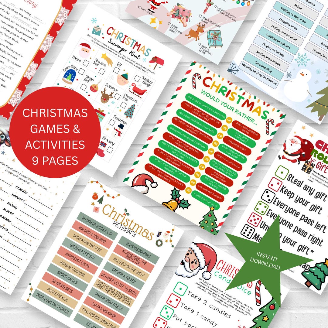 Christmas Game & Activity Bundle - Digital Download - 9 Pdf Printable ...