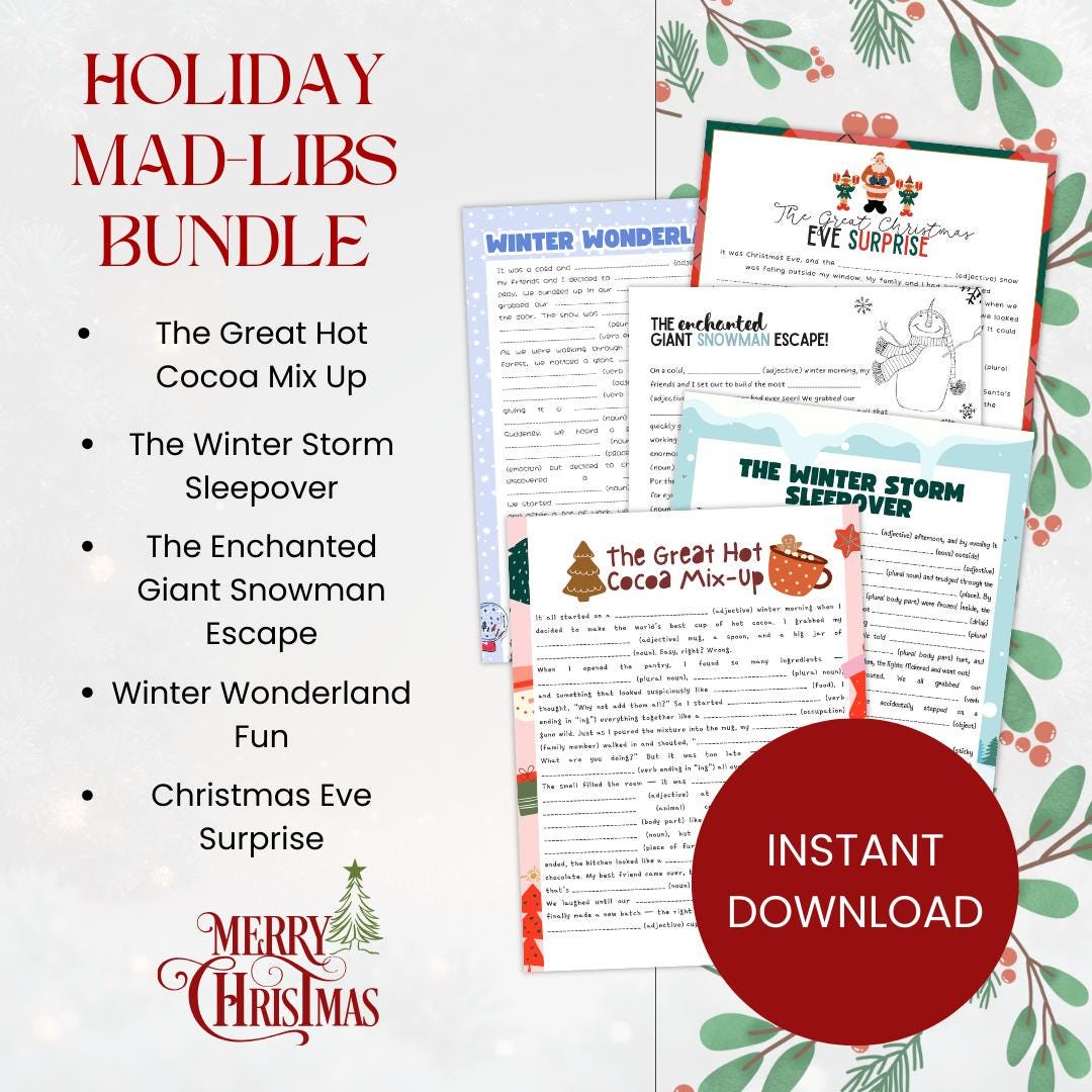 Holiday Mad-libs Bundle - Digital Download PDF - Etsy