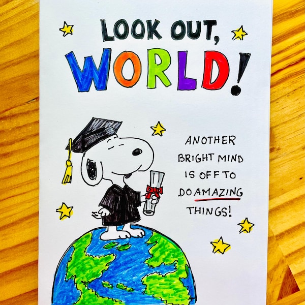 Snoopy Congratulations Card - Etsy