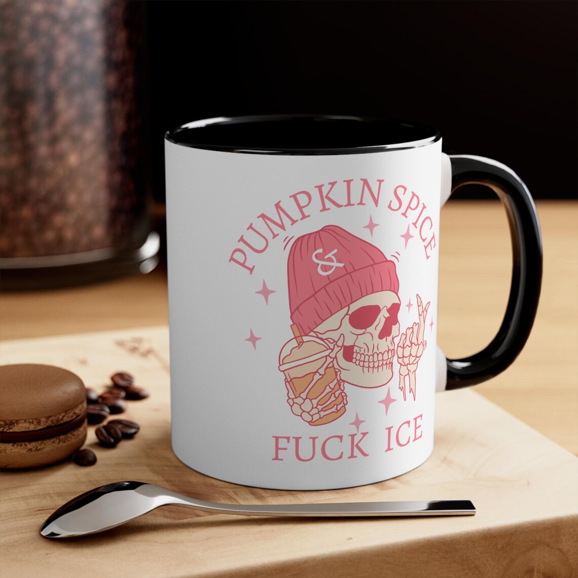 Skeleton Coffee Mug, Pumpkin Spice & Fuck Ice, Pink Halloween Decor ...