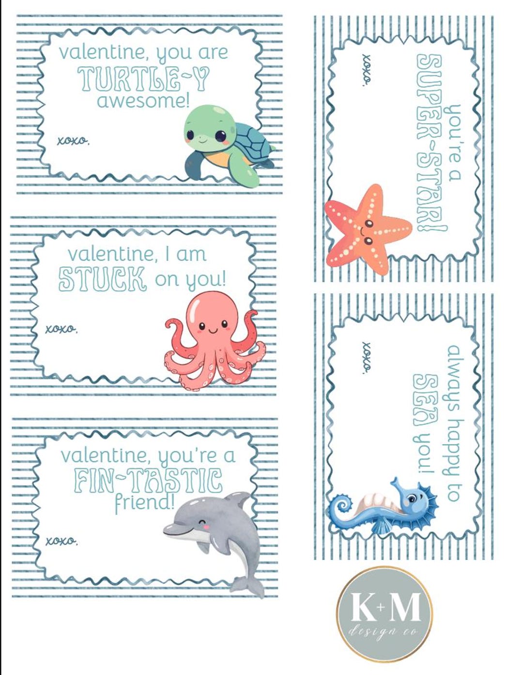 Under the Sea | Valentine's Cards | PDF Print - Etsy