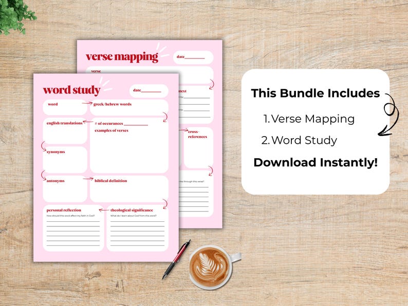 Verse Mapping and Word Study Templates | Two Printable and Digital ...