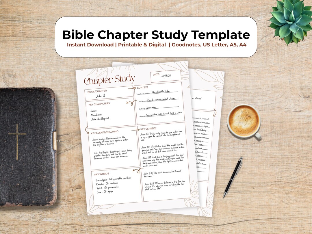 Bible Chapter Study Template | Printable & Digital Bible Study Guide - Etsy