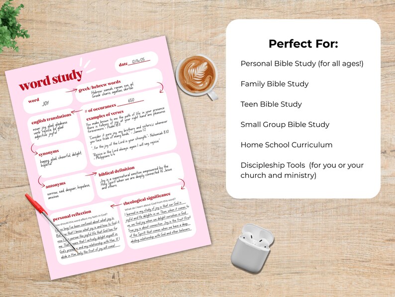 Verse Mapping and Word Study Templates | Two Printable and Digital ...