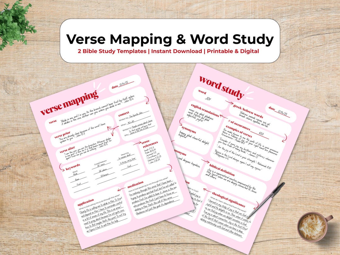 Verse Mapping and Word Study Templates | Two Printable and Digital ...