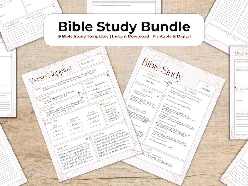 Bible Study Template Bundle | 9 Printable and Digital Sheets | SOAP ...