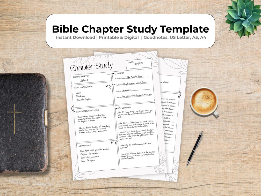 Bible Chapter Study Template | Printable & Digital Guide (PDF Download ...