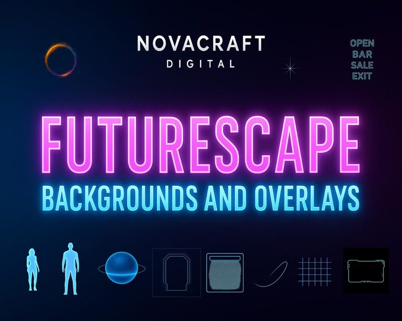 Sci-fi Futuristic Backgrounds & Overlays, Neon Cityscapes (digital) - Etsy