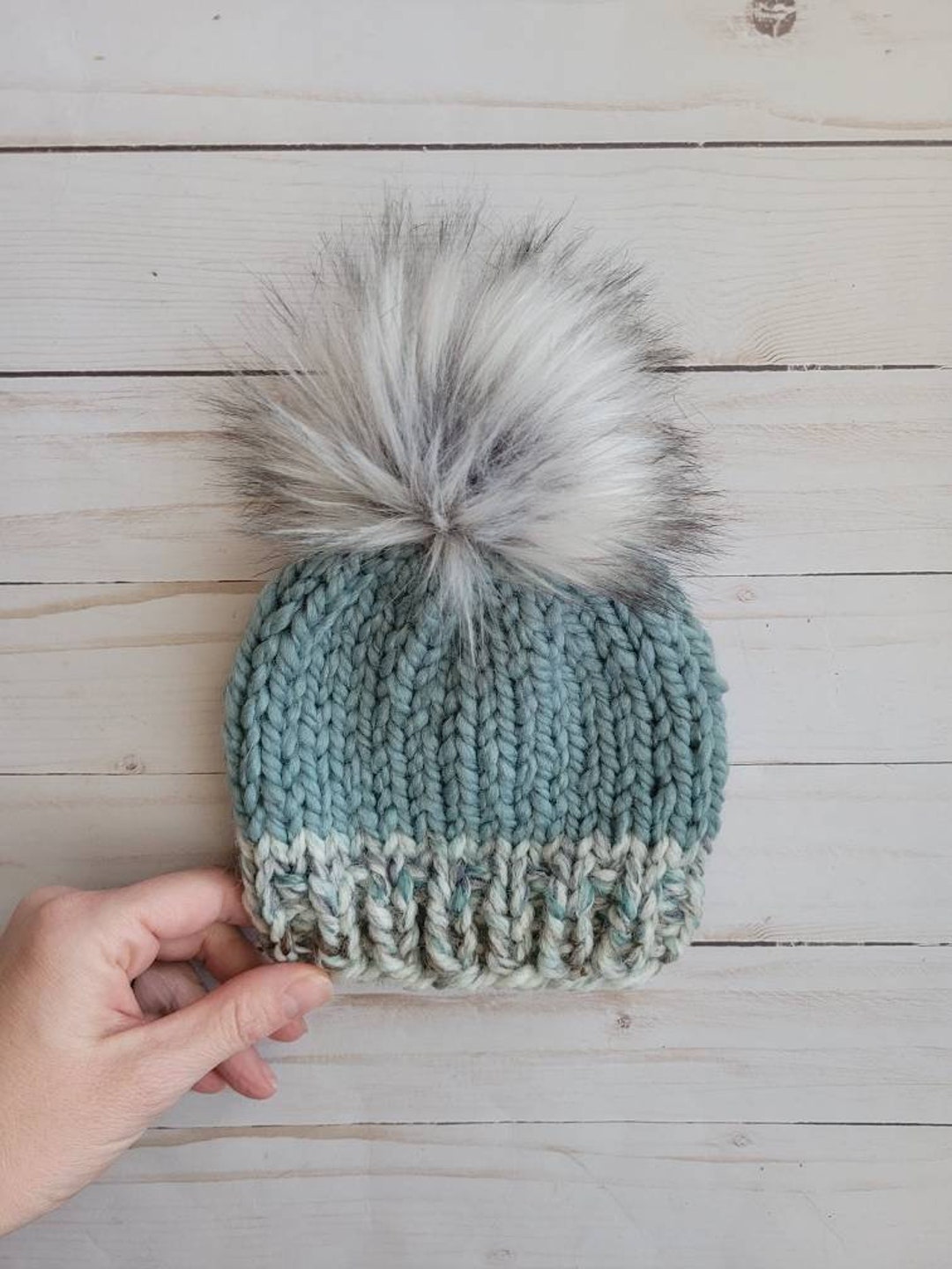 Newborn Chunky Knit Beanie, Knit Hat, Hand Knitted Toque, Beanie With ...