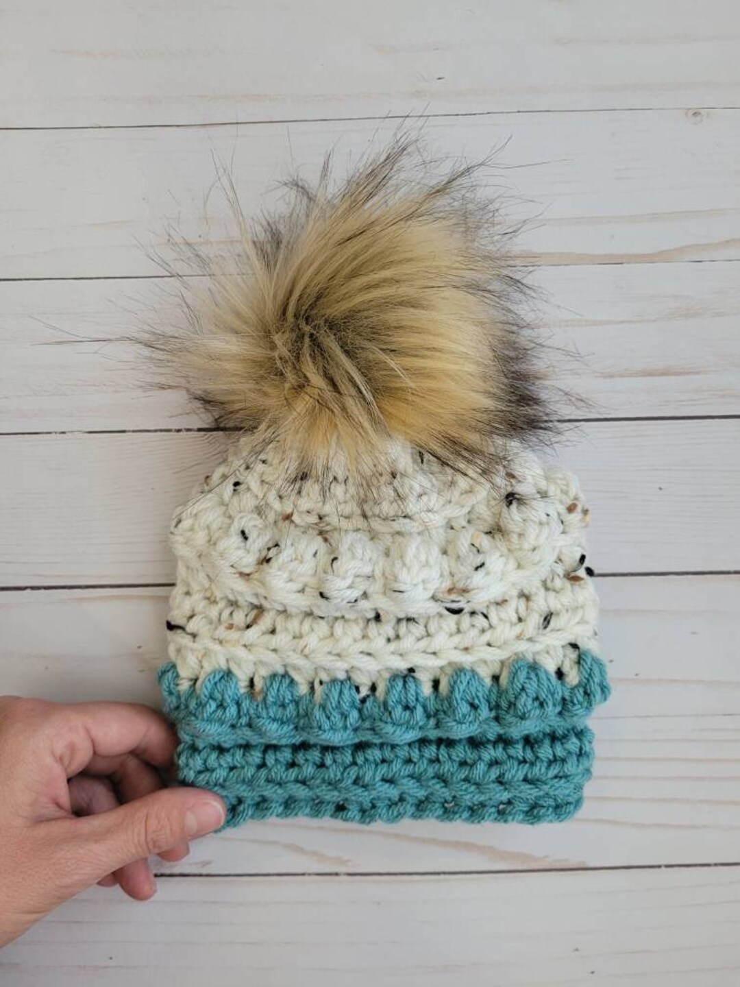 Newborn Baby Beanie, Chunky Hat, Hand Crochet Toque, Bobble Stitch ...