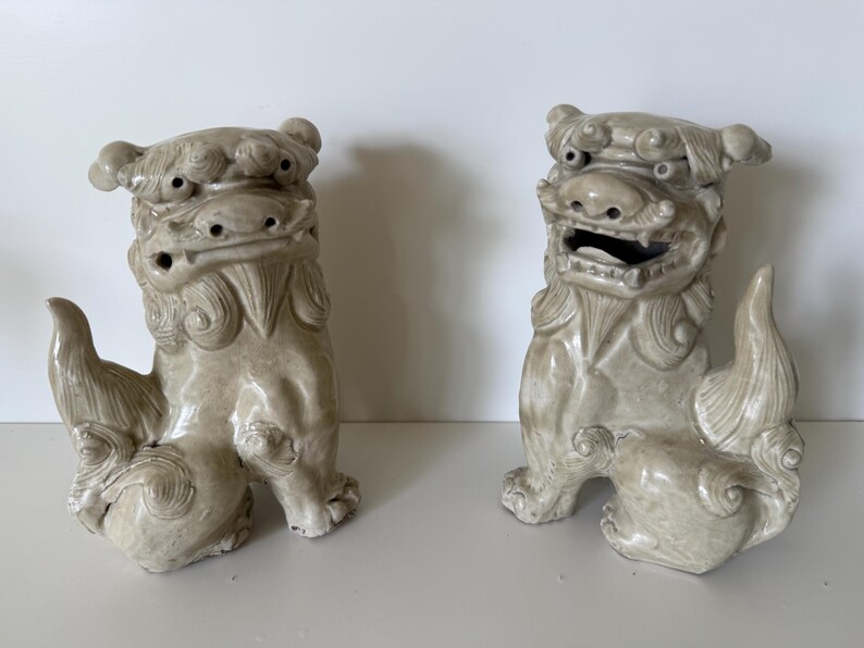 Pair of Vintage Glazed Shisa / Okinawa Guardian Lion Statue Foo Dogs - Etsy