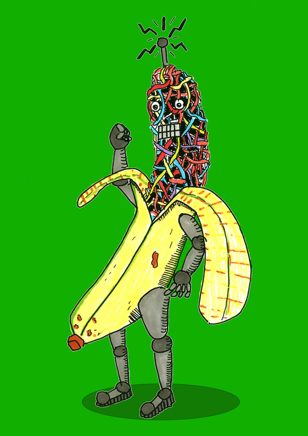 Robot Banana A6 Greeting Card - Etsy