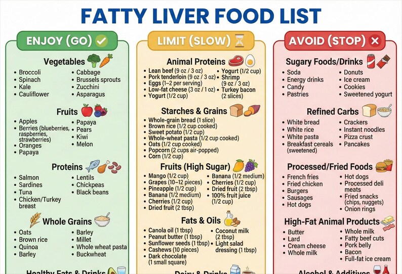 Fatty Liver Diet Food List | NAFLD & NASH Friendly Foods Chart | Liver ...