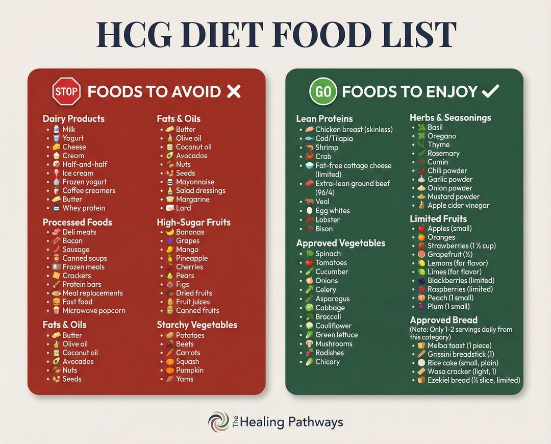 HCG Diet Food List Printable | Phase 2, 500 Calorie Meal Guide (digital ...