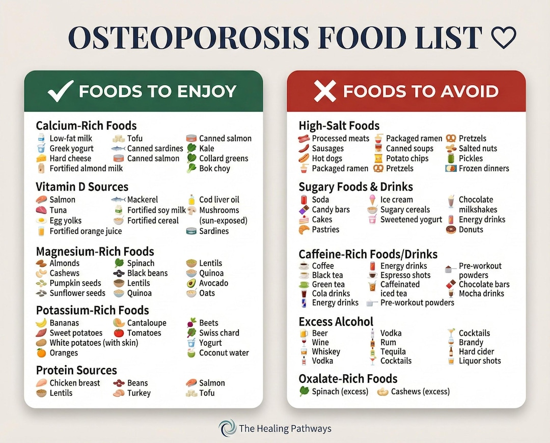 Osteoporosis Food Chart PDF | Calcium Rich Grocery List & Meal Plan ...