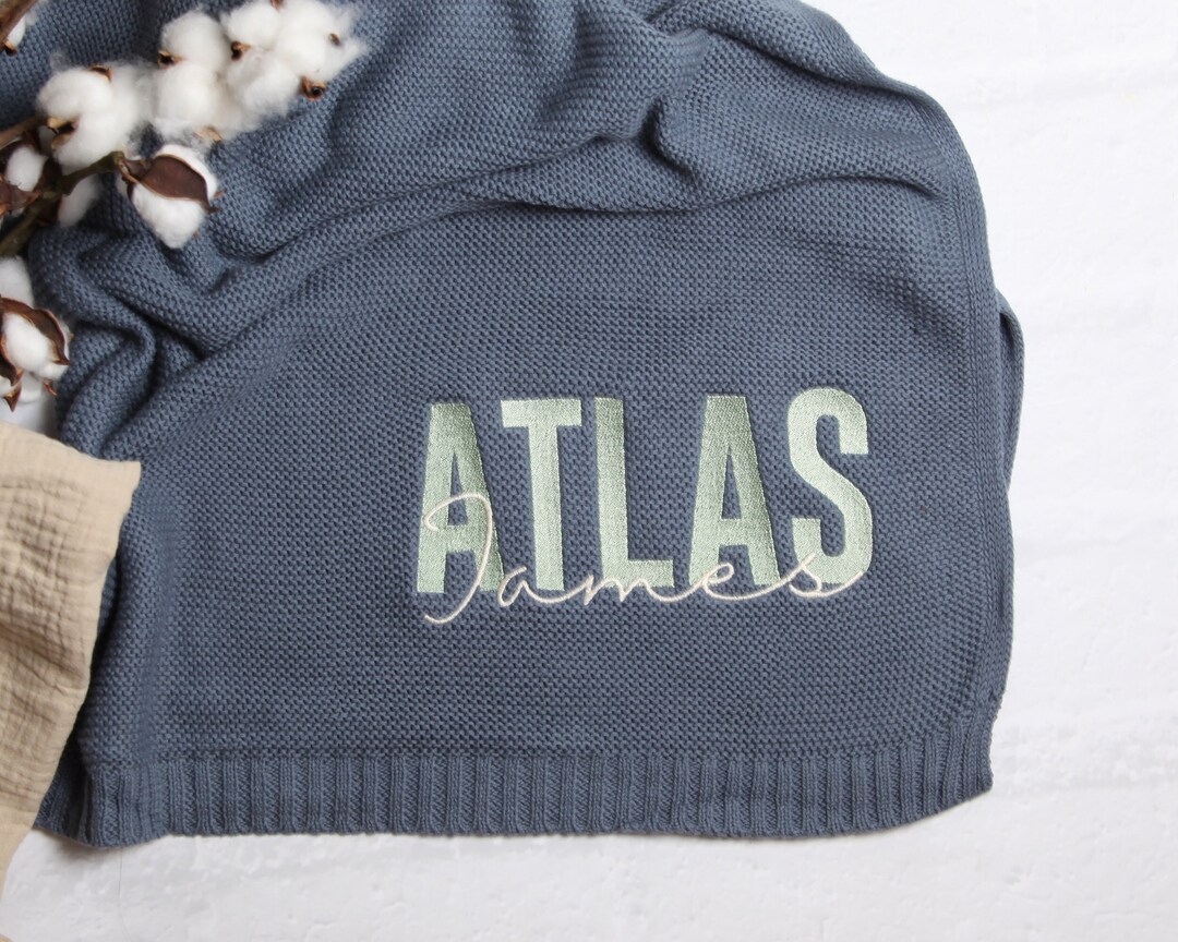 Personalized Baby Blanket, Embroidered Name, Knit Baby Blanket, Newborn ...