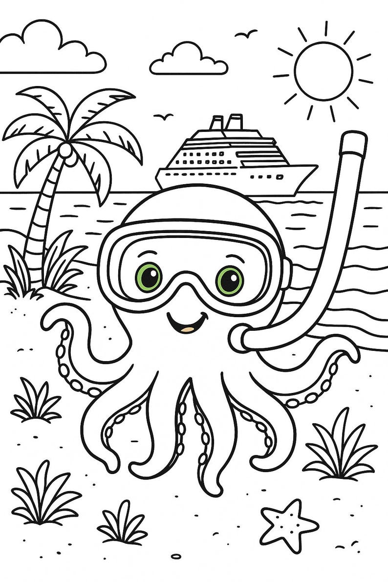 25 Printable Pages | Cruise Coloring Book | Ocean, Ships & Vacation ...