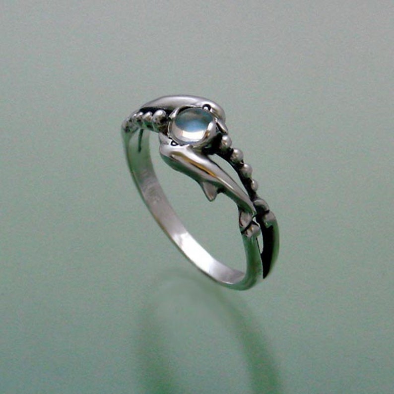 Two Dolphins With Crystal Rainbow Moonstone Ring Sizes 2 Through 13 - Etsy