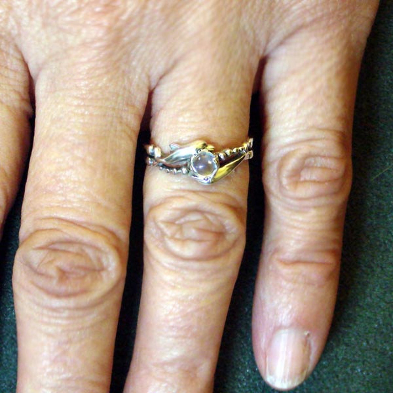 Two Dolphins With Crystal Rainbow Moonstone Ring Sizes 2 Through 13 - Etsy