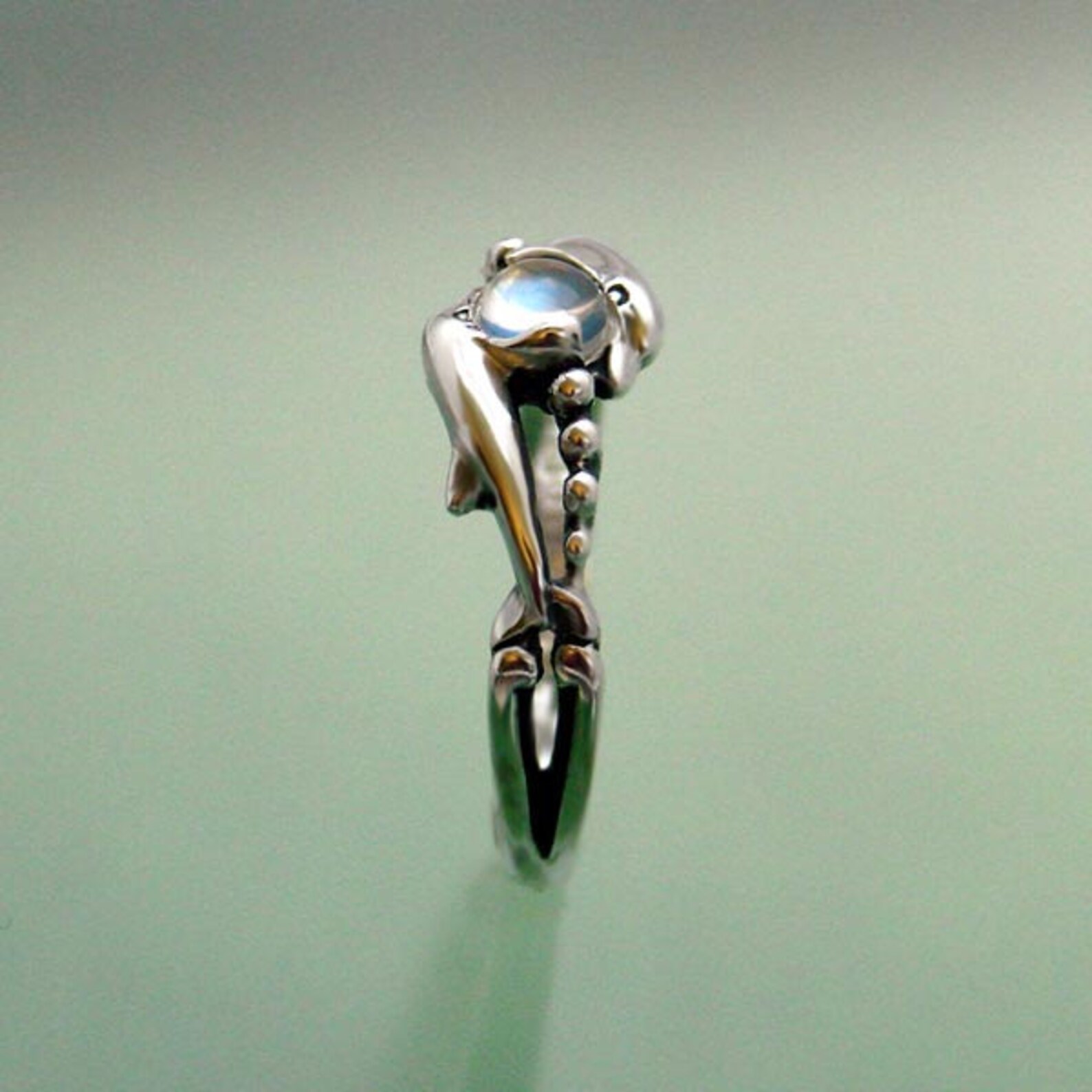 Two Dolphins With Crystal Rainbow Moonstone Ring Sizes 2 Through 13 - Etsy