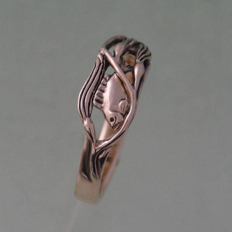 Fish In Kelp Ring 14k Gold | Etsy