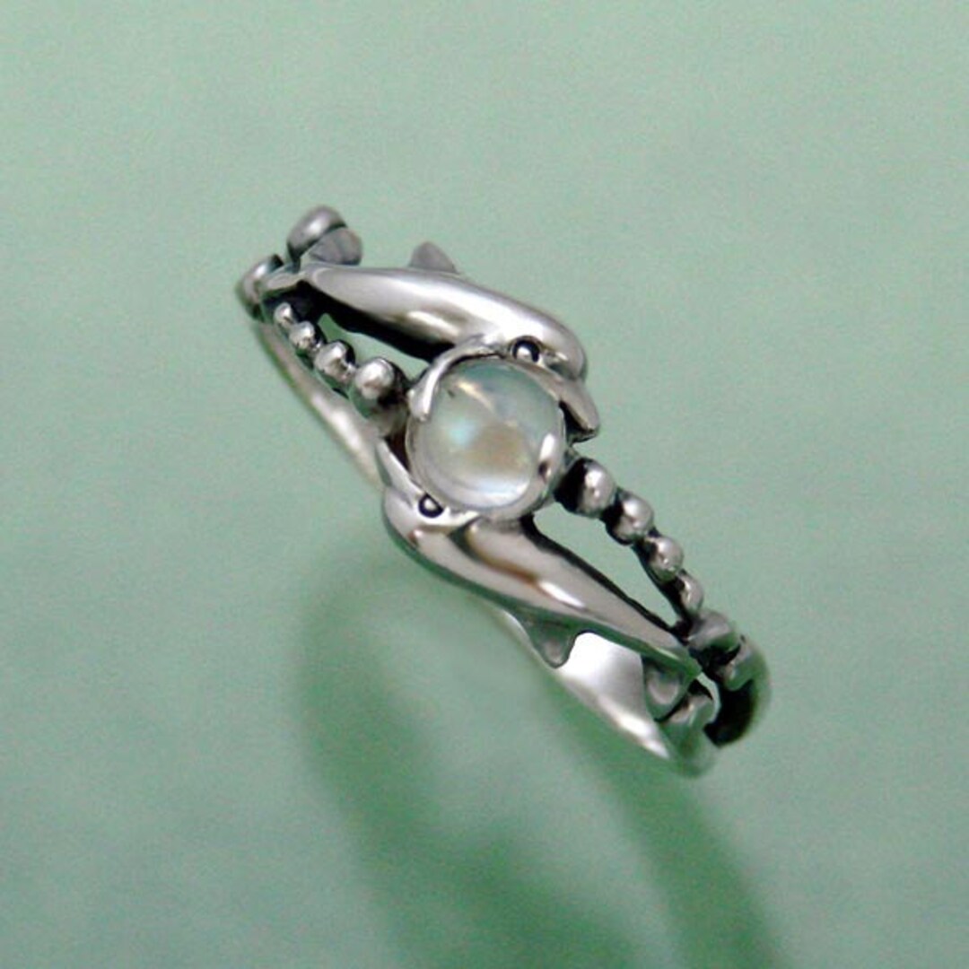Two Dolphins With Crystal Rainbow Moonstone Ring Sizes 2 Through 13 - Etsy