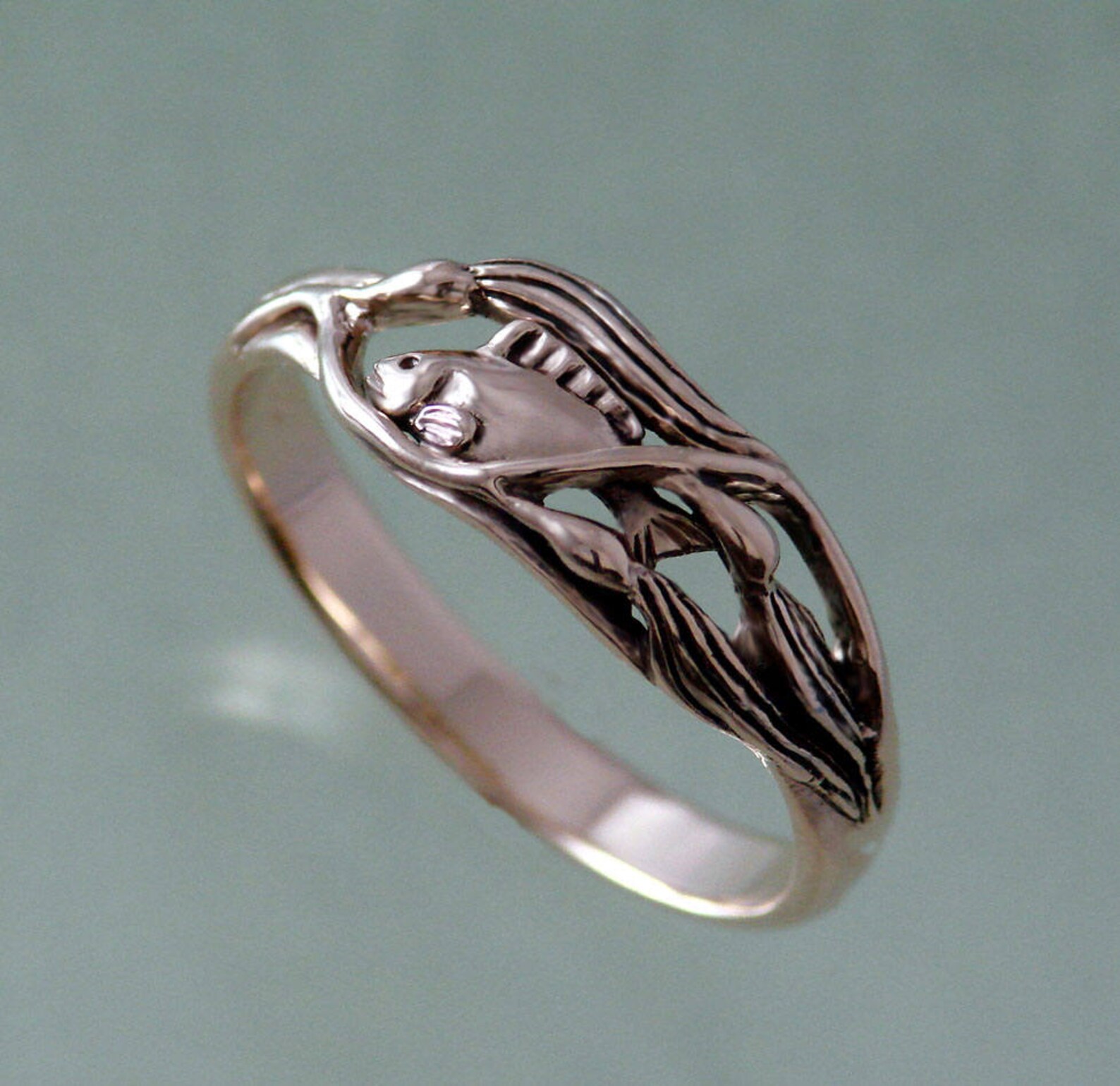 Fish In Kelp Ring 14k Gold | Etsy