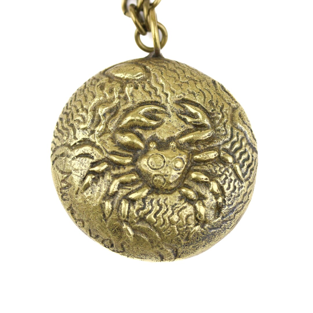 Vintage Modernist Brass Zodiac Cancer Pendant Necklace - Etsy