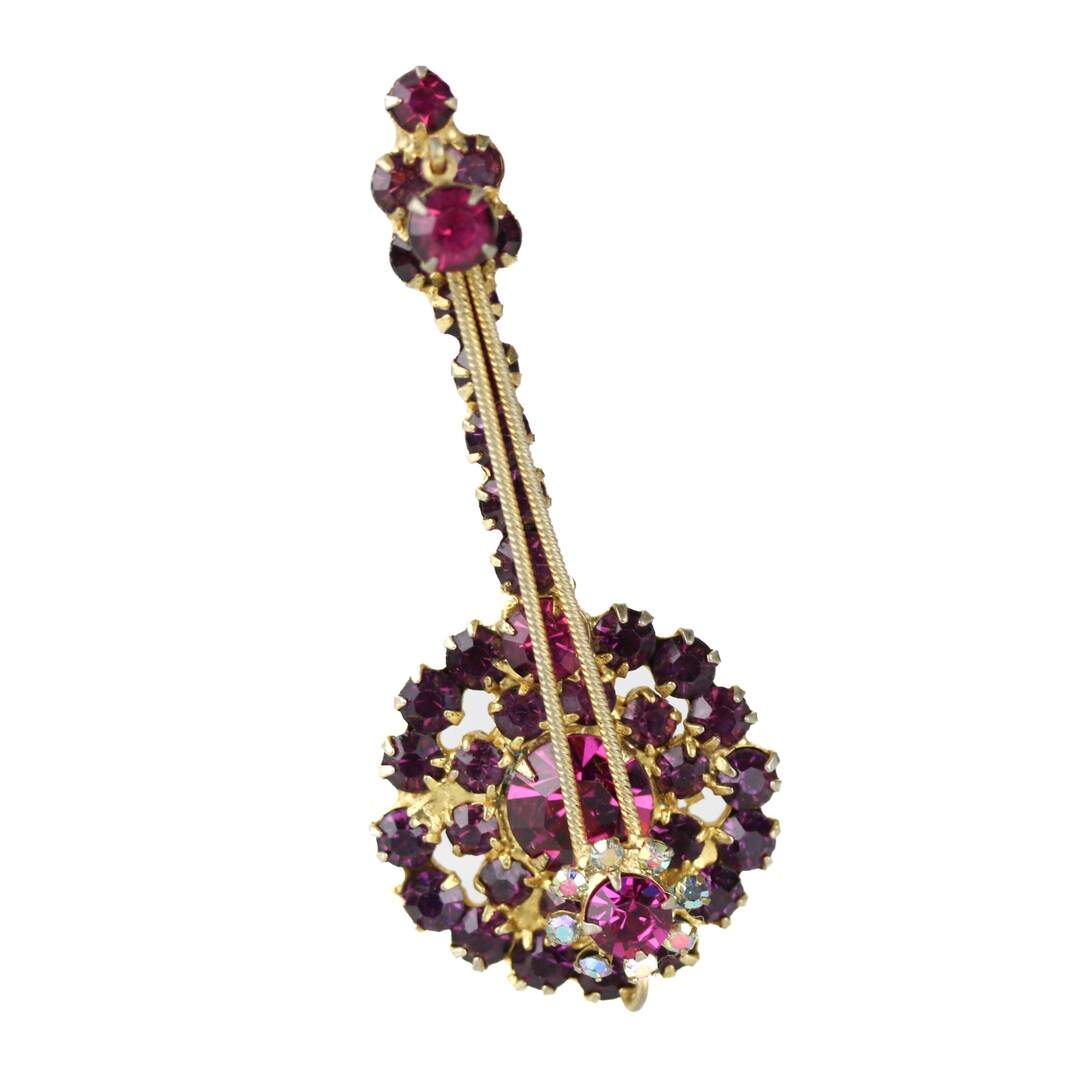 Vintage Juliana D&E Red Rhinestone Banjo Instrument Brooch - Etsy