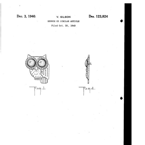 Rare Vintage Unsigned Silson Inc. Owl Brooch Spratlin… - Gem