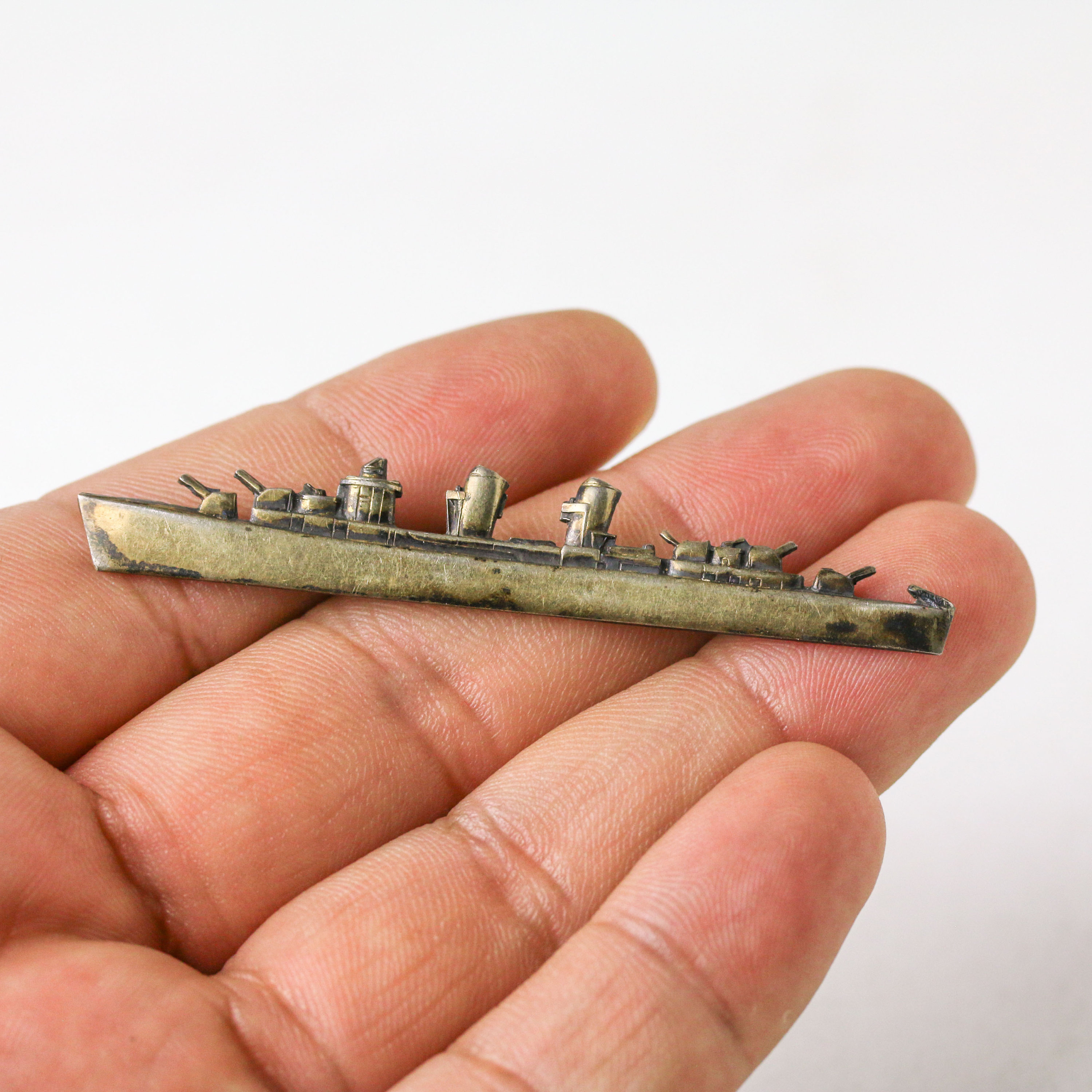 Rare WWII Era Home Made Sterling Silver Navy Destroyer Battleship Pin ...