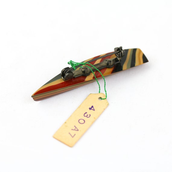 Vintage Japanese Modernist Layered Lacquer Brooch - Gem