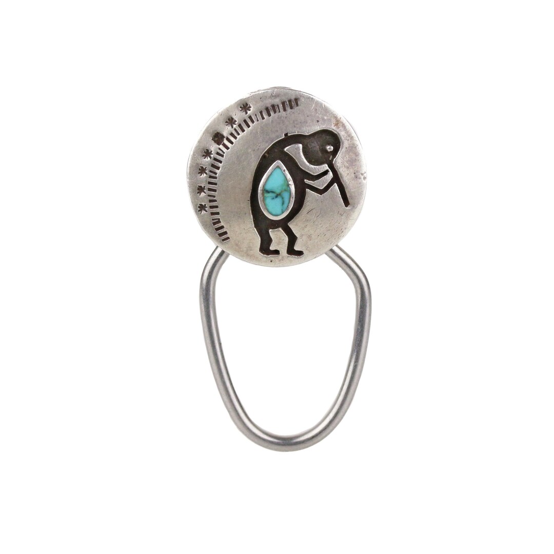 Vintage Hopi Kokopelli Turquoise Inlay Sterling Silver Keychain - Etsy