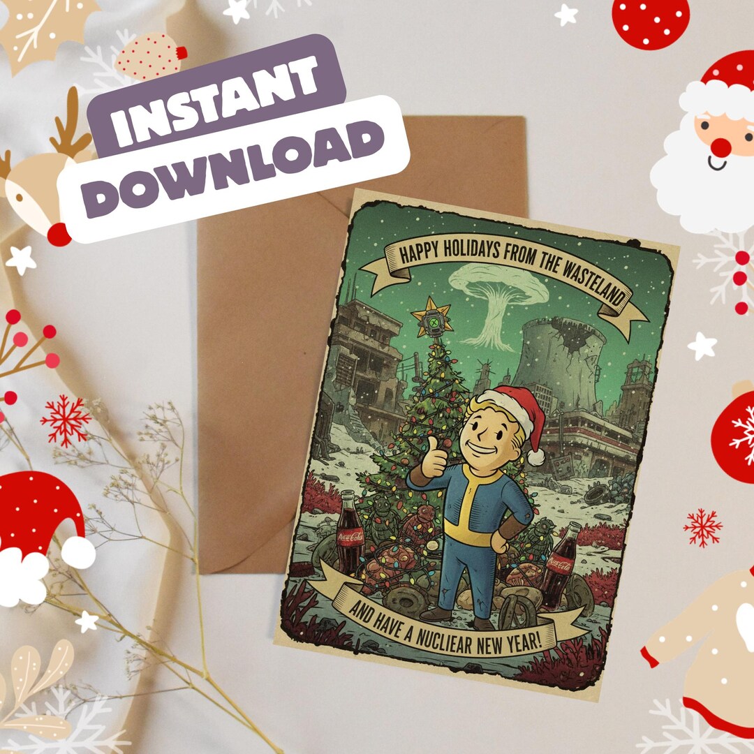 Fallout Inspired Christmas Card | Funny Gamer Holiday Card | Retro ...