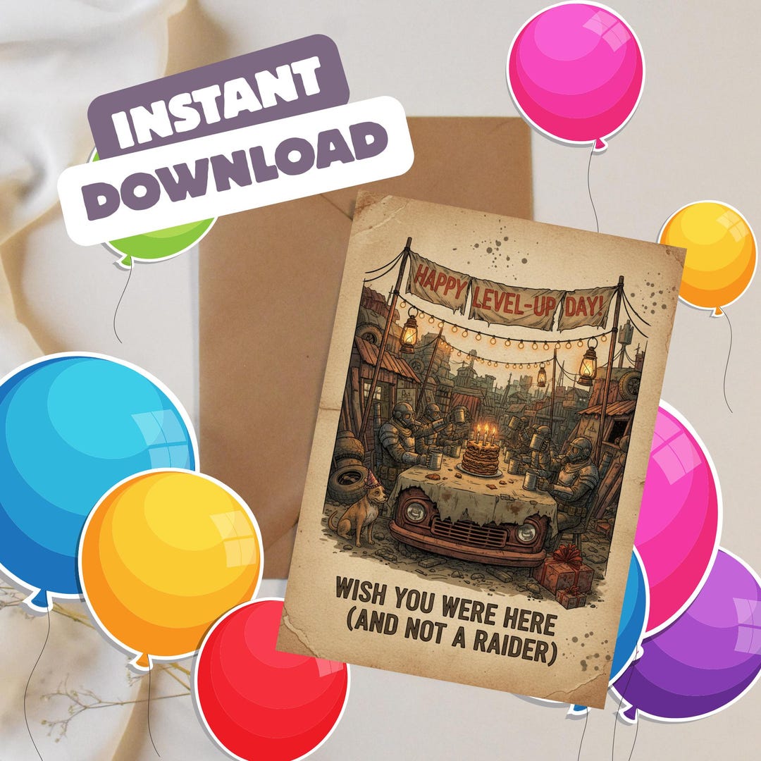 Nuclear Wasteland Post-apocalyptic Style Birthday Card - Video Game ...