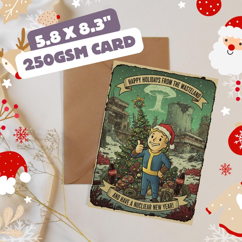 Fallout Inspired Christmas Card | Funny Gamer Holiday Card | Retro ...
