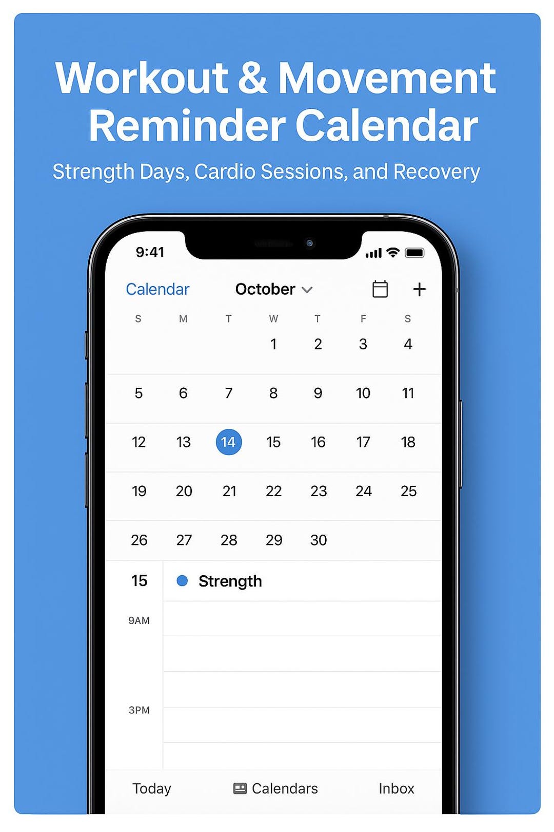 Workout and Movement Reminder Calendar – Fitness Schedule, Exercise ...