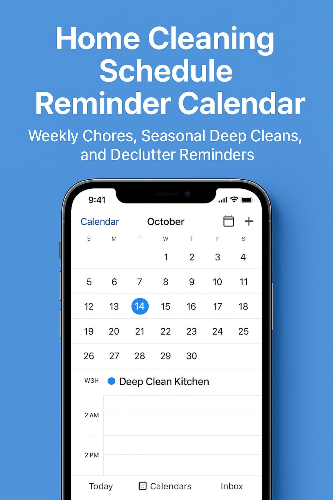 Home Cleaning Schedule Reminder Calendar | Weekly Chores, Seasonal Deep ...