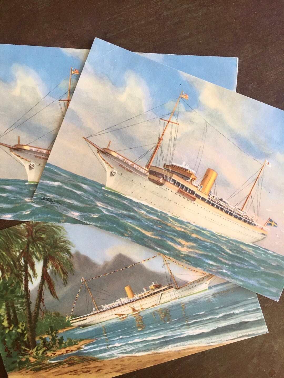 Vintage Set of 3 Cruise Travel Postcards Clipper Line Stella Polaris - Etsy