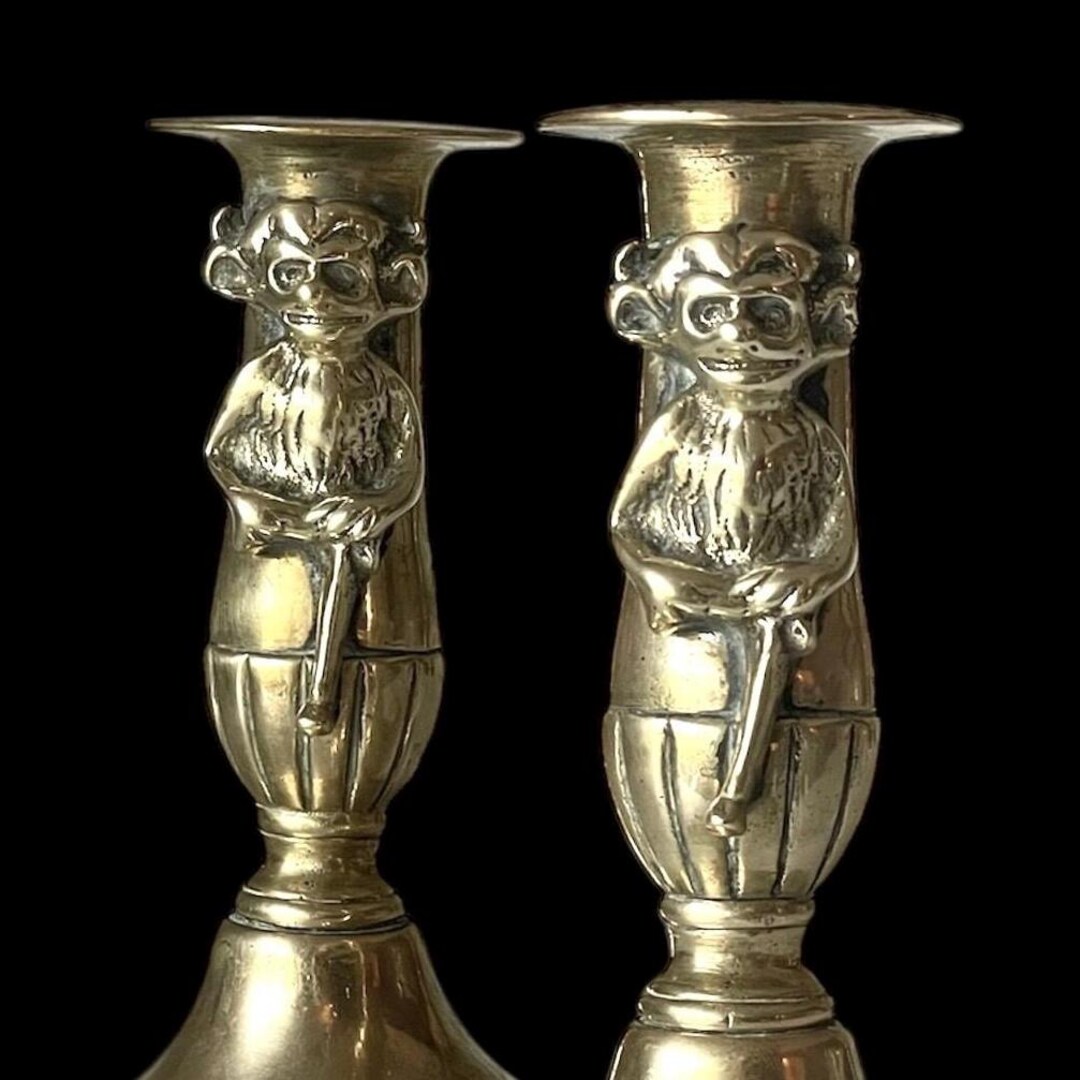 Pair Antique Brass Lincoln Imp Candle Holders - Etsy