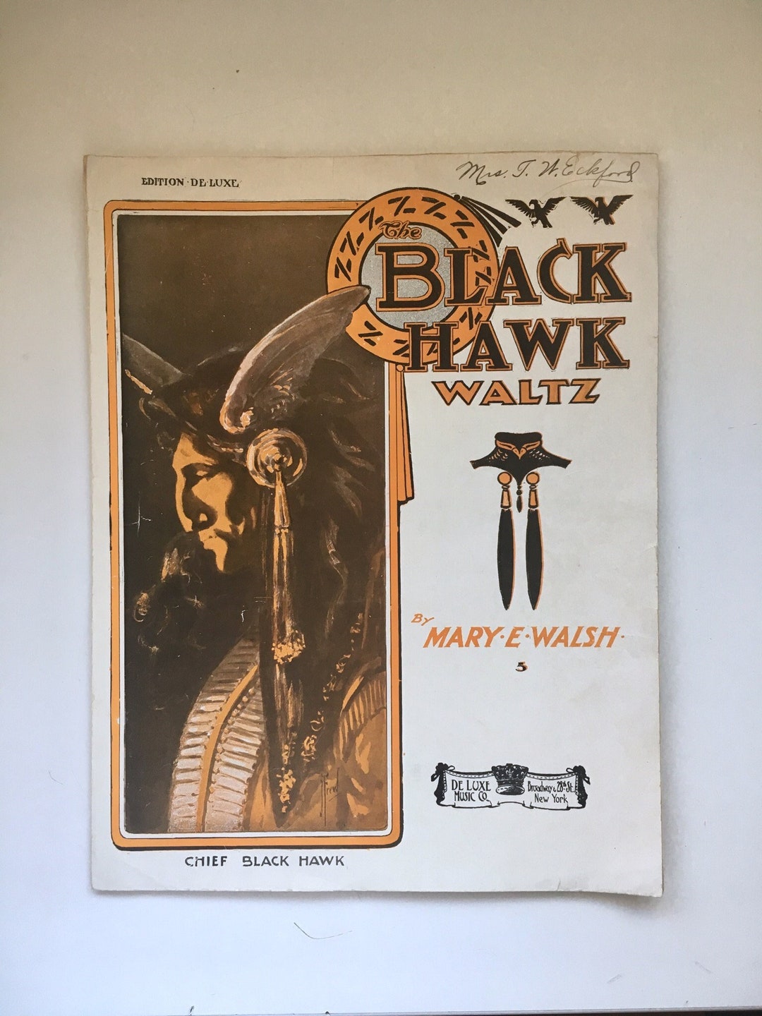 Antique Sheet Music the Black Hawk Waltz Mary Walsh - Etsy
