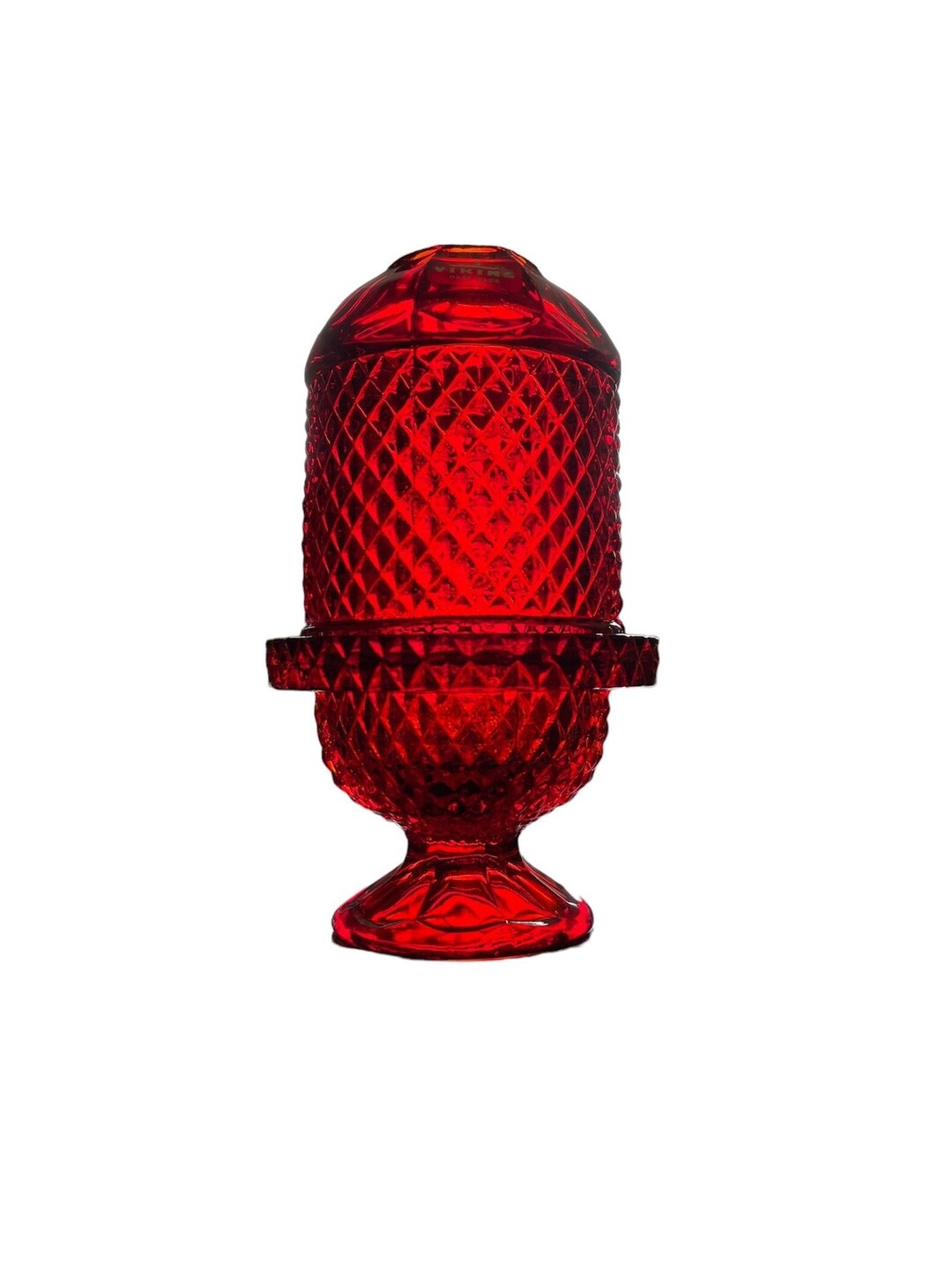 Viking Glass Ruby Red Diamond Point Glimmer Fairy Lamp - Etsy