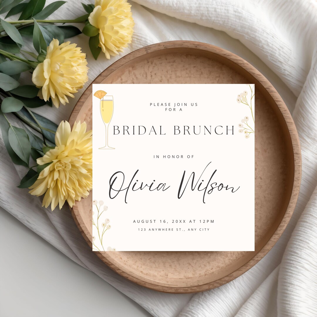 Bridal Shower Brunch Invitation | Mimosa Theme | Editable & Printable ...